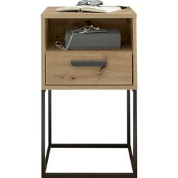 Nachtkommode Schlafkontor "Cudro Nachttisch auf Fu&szlig;gestell", artisan eiche, B:40cm H:65cm T:38,5cm, Melamin, Sideboards, mit einem offenen Fach f&uuml;r schnellen Zugriff