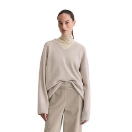 Marc O'Polo Strickpullover MARC O'POLO "aus softem Merinowolle-Mix", Damen, Gr. M, chalky mauve melange, Obermaterial: 80% Wolle, 20% Polyamid, unifarben, V-Ausschnitt, Pullover Strickpullover