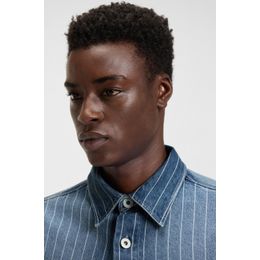 Hugo Herren Jeanshemd "Ebolt", blau, Gr. XL, unifarben, Denim/Jeans, Obermaterial: 100% Baumwolle, Hemden, aus gestreiftem Denim