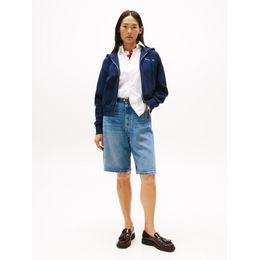 Tommy Hilfiger Damen Sweatjacke "SCRIPT REG PIQUE ZIP-UP HOODIE", blau, Gr. L, unifarben, Sweatware, Obermaterial: 85% Baumwolle, 15% Polyamid,