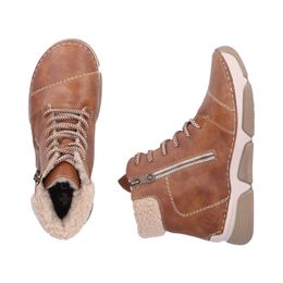 Rieker Damen Winterboots, Gr. 36, braun, Lederimitat, Textil, Schuhe, Schn&uuml;rboots, Stiefelette, Casual-Boots mit Rei&szlig;verschluss au&szlig;en