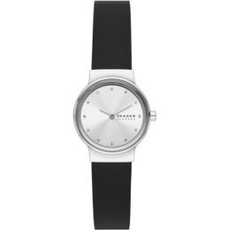 Skagen Damen Quarzuhr "FREJA LILLE", schwarz, Armbanduhren, Armbanduhr, Damenuhr, analog, Lederarmband