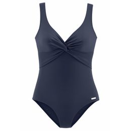 Lascana Damen Badeanzug, blau, Gr. 38, unifarben, Polyamid, Badeanz&uuml;ge, mit Shaping-Einsatz vorn, eingearbeitete Softcups, mit Raffungen