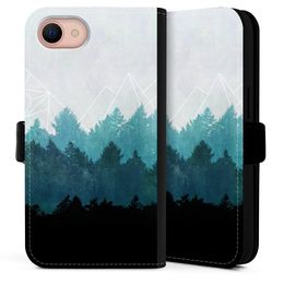 DeinDesign iPhone 16e Handy Klapph&uuml;lle Handyh&uuml;lle aus Kunst Leder schwarz Flip Case Tree Forrest Abstract Sideflip mit Lasche