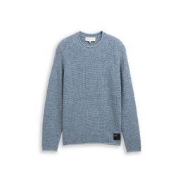 Tom Tailor Denim Herren Strickpullover in Melange-Optik, gr&uuml;n, Meliert, Gr. S