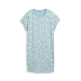 Tom Tailor Damen Nachthemd mit Herz-Muster, blau, Gemustert, Gr. 38