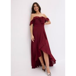 bonprix Carmen-Kleid mit Volants, rot, Gr.40, Modern und feminin: Abendkleid mit verstellbaren Tr&auml;gern und Carmen-Ausschnitt sowie Volants