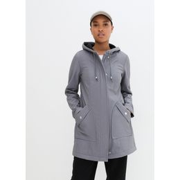 bonprix Softshell-Parka mit Kapuze, grau, Gr.48, Bequemer Softshell-Parka mit Kapuze und praktischen Taschen
