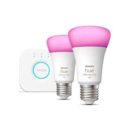 PHILIPS Hue White & Color Ambiance 2er Starter Set mit Bridge E27, 2000-6500 K, 11 W, 8719514291492, A60