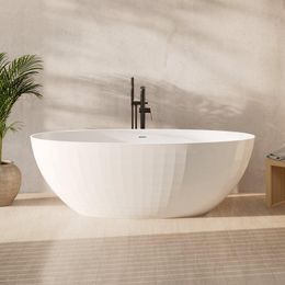 rivea Malie Geo freistehende Badewanne L: 167 B: 83 H: 62 cm, mit pflegeleichter Oberfl&auml;che, BR0619WH,