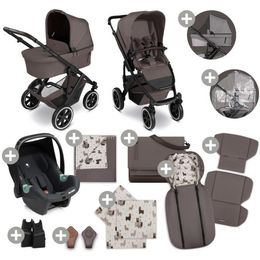 Abc Design Kinderwagenset Salsa 5 Air Starter Set, Graubraun, Textil, 13-teilig, Alpaka, 63x107.5x95.5 cm, EN 1888, UV 50+, Reach, ECE R 129 i-Size, Feststellbremse, Fu&szlig;st&uuml;tze abklappbar, Federung, Verdeckung abnehmbar, 5-Punkte-Gurt, Doppelbremse, Griff in Lederoptik, Transportsicherung, Sitz umsetzbar, abnehmbarer Schutzb&uuml;gel, Teleskopgriff,5-Punkt-Gurtsystem, und waschbarer Bezug, Sonnendach, I