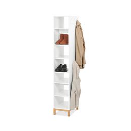 Tchibo - Schuhregal mit Garderobe - 37,5x50x189cm - braun - Holz / Eschen-Massivholz / Metall