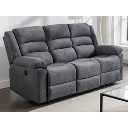 Vente-unique Relaxsofa 3-Sitzer elektrisch - Stoff - Grau - BUROLO 2659791