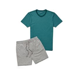 Tchibo - Shorty-Pyjama-Set - Herren - Gr. L - hellgrau/gestreift