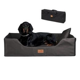 tierlando COLUMBUS Orthop&auml;disches Hundebett | Reisehundebett | Tragbar Faltbar schwarz/ graphit 80 cm, 25 cm, 60 cm