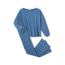 Tchibo - Gerippter Pyjama - Damen - Gr. S - blau