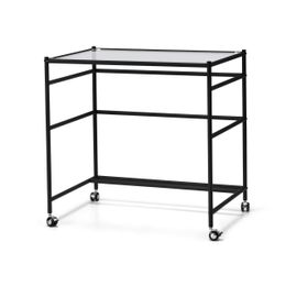 Tchibo - Glasschreibtisch &raquo;Cn3&laquo; mit Rollen - 77,5x52,5x75cm - schwarz - Metall / Glas