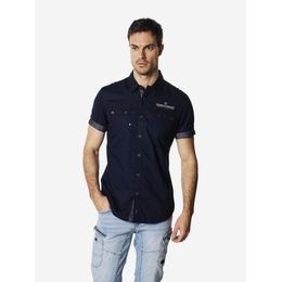 KOROSHI Button Up Shirt male size L marine blue / Red / White