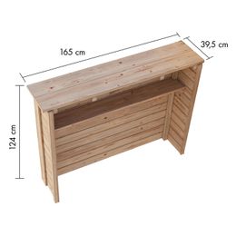 Karibu Garten-Bartisch-und-Theke - 165x39,5x124cm - naturfarben - Fichtenholz
