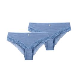 Tchibo - 2 Brazil-Slips - Damen - Gr. L - blau/gestreift