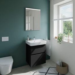 Geberit Renova Plan Waschtisch, evineo ineo5 evo Unterschrank B: 60 cm, 2 Ausz&uuml;ge, mit Griffmulde,, 501636001+BE0985BM,
