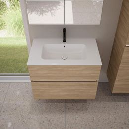 evineo ineo5 evo Unterschrank B: 80 cm mit 2 Ausz&uuml;gen, Slim-Waschtisch wei&szlig;,, BE0835WH+BE0957OA,