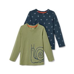 Tchibo - 2 Baby-Langarmshirts - Baby - Gr. 50/56 - dunkelblau/print