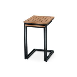 Tchibo - 2 Beistelltische - 40x50x66cm - schwarz - Stahl / Eukalyptusholz / Kunststoff
