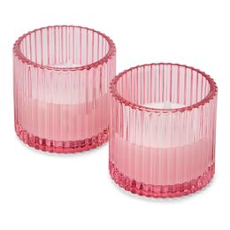 Tchibo - 2 LED-Echtwachskerzen im Glas - pink