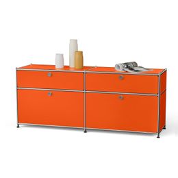 Tchibo - Sideboard Metall &raquo;Cn3&laquo; mit 2 Klappenf&auml;chern und 2 Schubladen - 152x40x64,5cm - orange - Stahl / Aluminium / Kunststoff
