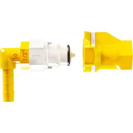 Lilie Push-and-Connect Ventiladapter Schnellkupplung Weissgelb inkl. Absperrfunktion gewinkelt 1/2 Zoll-Innengewinde x 12 mm - Schlauchadapter