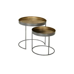 Beistelltisch 2er Set Harra schwarz Ma&szlig;e (cm): H: 48 &Oslash;: 51 Tische > Beistelltische > Beistelltische mit Metalltischplatte &raquo; Sofa DE