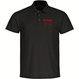 multifanshop Poloshirt - Stuttgart - Herzschlag - Druck rot - Polo