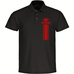 multifanshop Poloshirt - Stuttgart - Streifen - Druck rot - Polo
