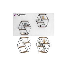 VICCO Loft Wandregal FYRK Gew&uuml;rzregal Industrial K&uuml;chenregal eckig B&uuml;cherregal