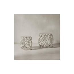 KADIMA DESIGN Silbernes Beistelltisch-Set mit ausgefallener Aststruktur, Aluminium, vielseitig einsetzbar