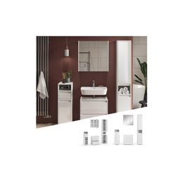 VICCO Badm&ouml;bel-Set Badezimmer-M&ouml;bel Bad-Schrank Majest Wei&szlig; Hochglanz modern Badezimmerschrank Waschbeckenunterschrank Spiegelschrank Hochschrank Midischrank Schrankt&uuml;r Schrankfach