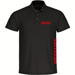 multifanshop Poloshirt - Wiesbaden - Brust & Seite - Druck rot - Polo