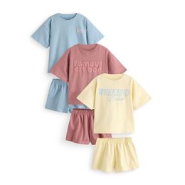 next Set: T-Shirt und Shorts M&auml;dchen Gr&ouml;&szlig;e 152 blau / hellgelb / mauve