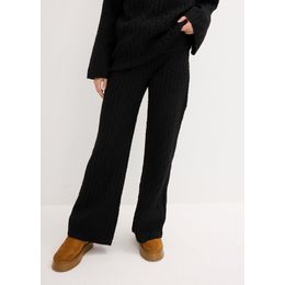 bonprix Strickhose mit Zopfmuster, schwarz, Gr.40/42 (M), Lockere, bequeme Strickhose mit Zopfmuster
