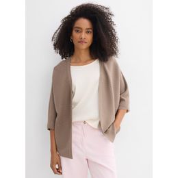 bonprix Oversize Ripp-Strickjacke aus Viskose-Mix, braun, Gr.40/42 (M), L&auml;ssige Ripp-Strickjacke mit 3/4-Arm, aus Viskose