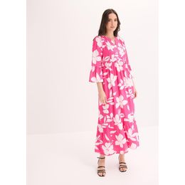 bonprix Maxikleid, pink, Gr.50, sommerliches Maxikleid aus flie&szlig;ender Viskose mit V-Ausschnitt, aus Viskose