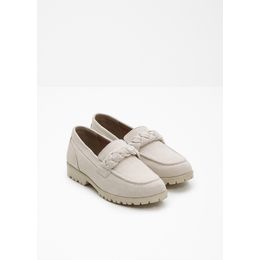 bonprix Chunky Loafer mit Flechtdetails, beige, Gr.37, Sch&ouml;ner Chunky Loafer mit profilierter Sohle