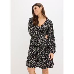 bonprix Tunika-Jerseykleid, schwarz, Gr.48/50 (XL), Sommerliches Kleid mit ausgestelltem Rockteil