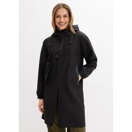 bonprix Leichter Regenmantel mit Umh&auml;ngetasche, schwarz, Gr.46, Regenmantel mit praktischer Umh&auml;ngetasche