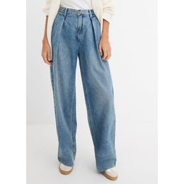 bonprix Wide-Leg-Jeans High Waist, blau, Gr.42, Wide-Leg-Jeans, High Waist, 66% Baumwolle