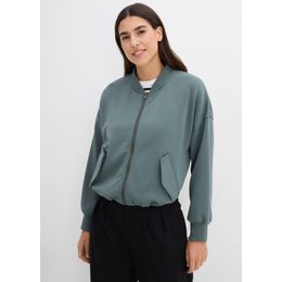 bonprix Oversize-Scuba-Blouson aus softem Viskose-Mix, gr&uuml;n, Gr.52/54 (XXL), Modische Sweatjacke im Loose-Fit Stil