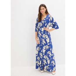 bonprix Jerseykleid aus softem Viskose-Mix, blau, Gr.36/38 (S), floral bedrucktes Jerseykleid aus softem Viskose-Mix in Maxil&auml;nge, aus Viskose