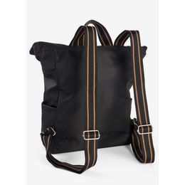 bonprix Rucksack mit Kontrastdetails, schwarz, Gr.48x38,5 cm, Praktischer Rucksack im Casual-Look