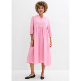 bonprix Tunika-Kleid aus softem Musselin, rosa, Gr.42, Kn&ouml;chellanges Kleid mit 7/8 &Auml;rmel und Rundhalsausschnitt., aus 100% Baumwolle